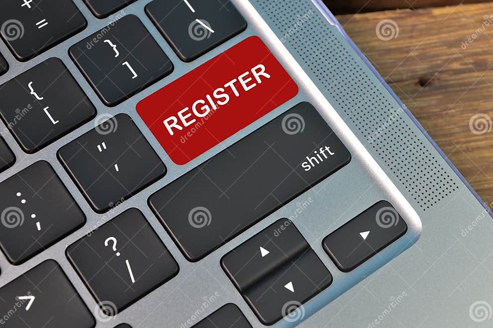 Top View of Computer Keyboard Written with Text REGISTER Stock Photo ...