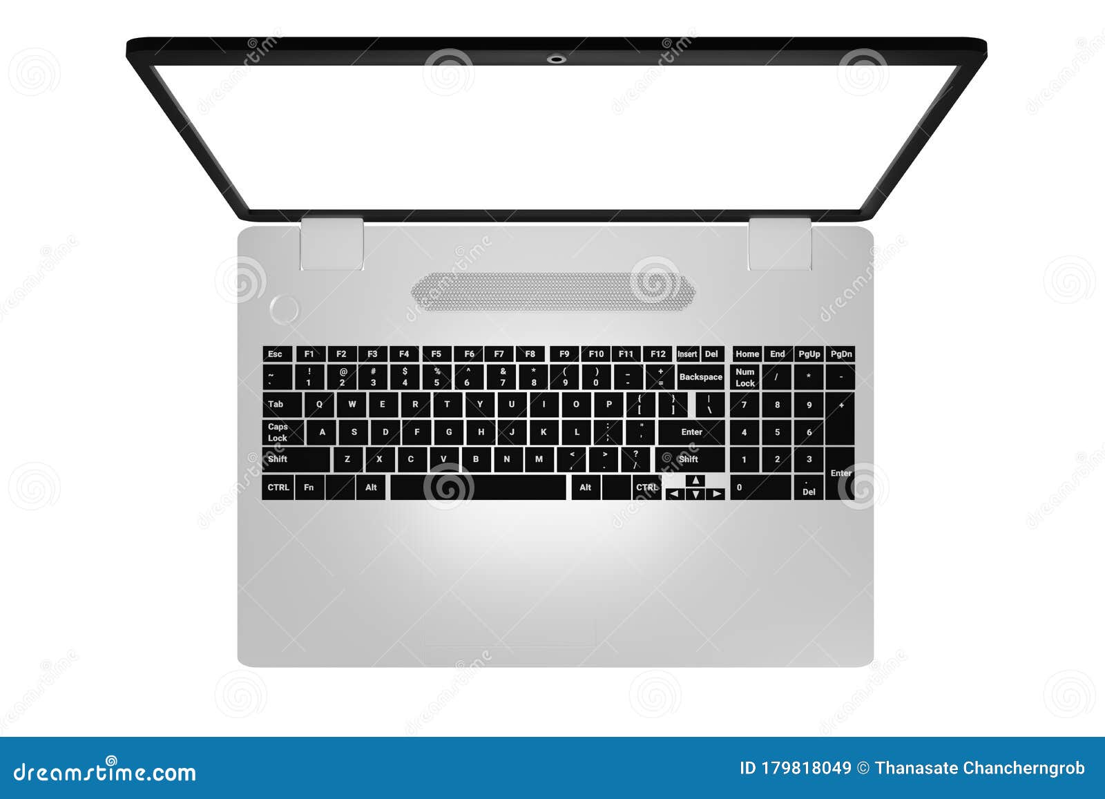 Top View of Computer Laptop with White Screen Stock Illustration ...
