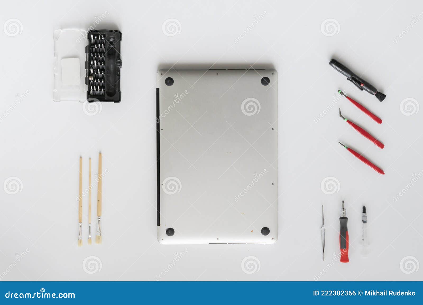 A Top View of the Computer Master in the Service Fixing the Laptop ...