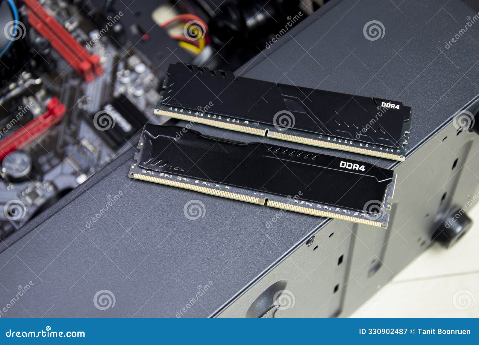 Top View of Computer Ram, Ddr4 Ram Stock Image - Image of integrated ...