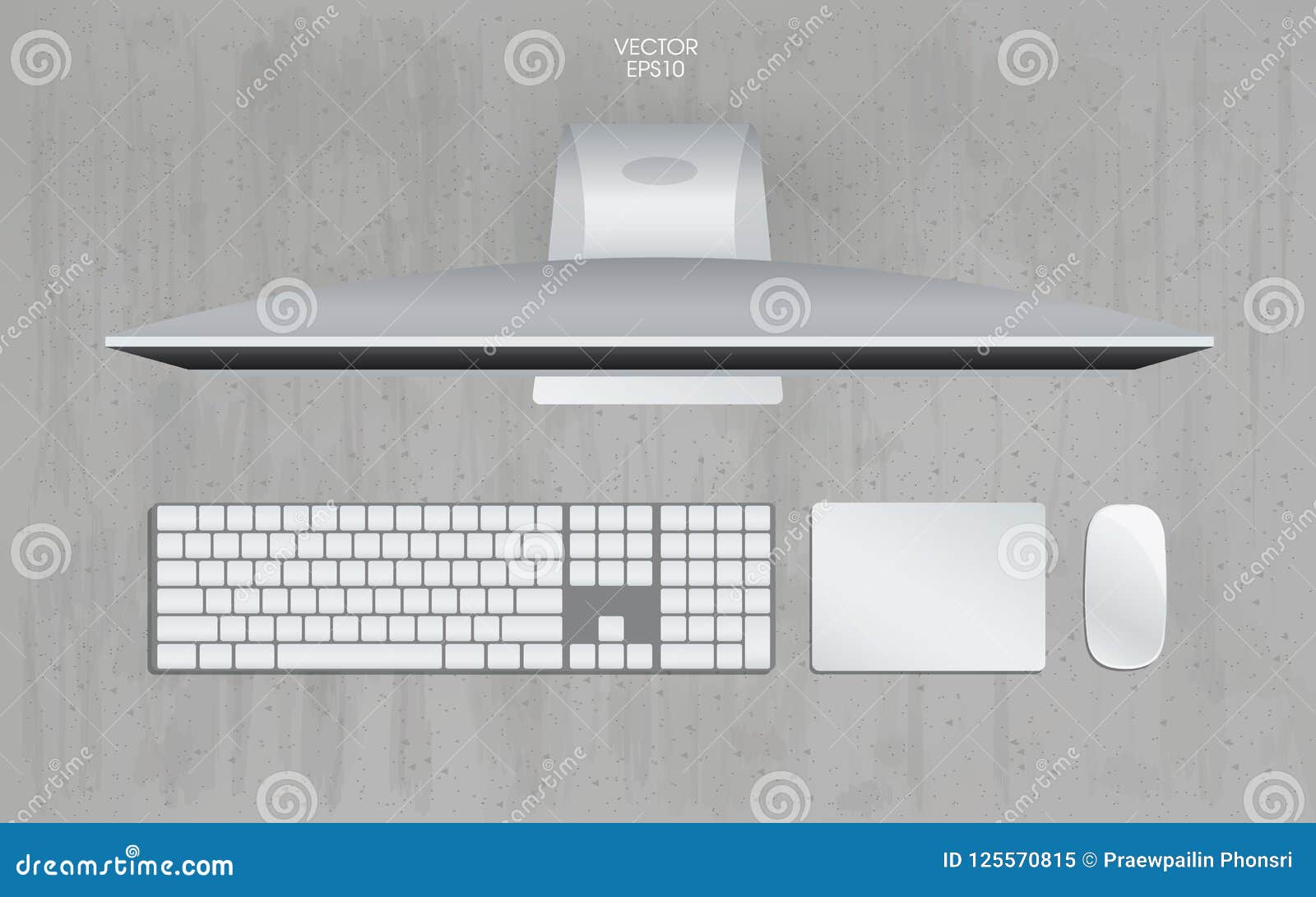 Top View of Computer in Working Space Area with Concrete Texture ...