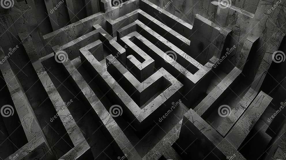 Top View Concrete Maze 3D Render Stock Illustration - Illustration of ...