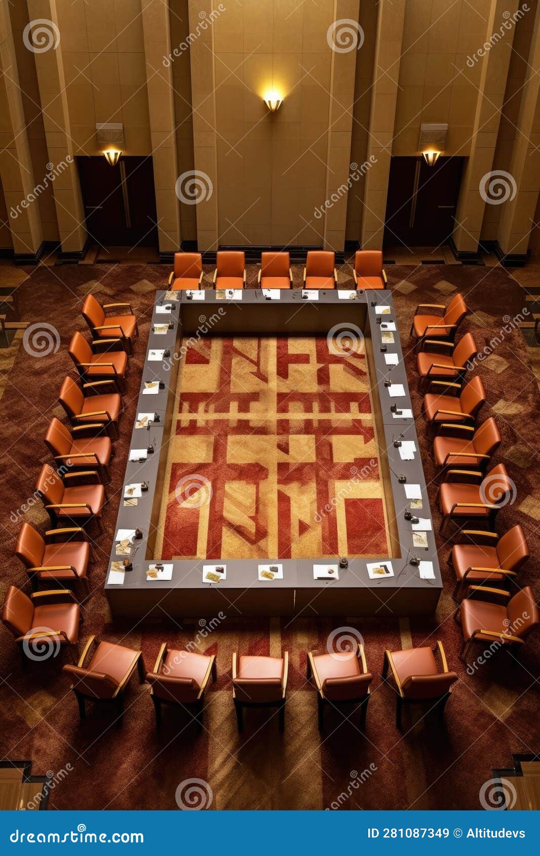 Top View of Conference Room with Neatly Arranged Chairs Stock ...