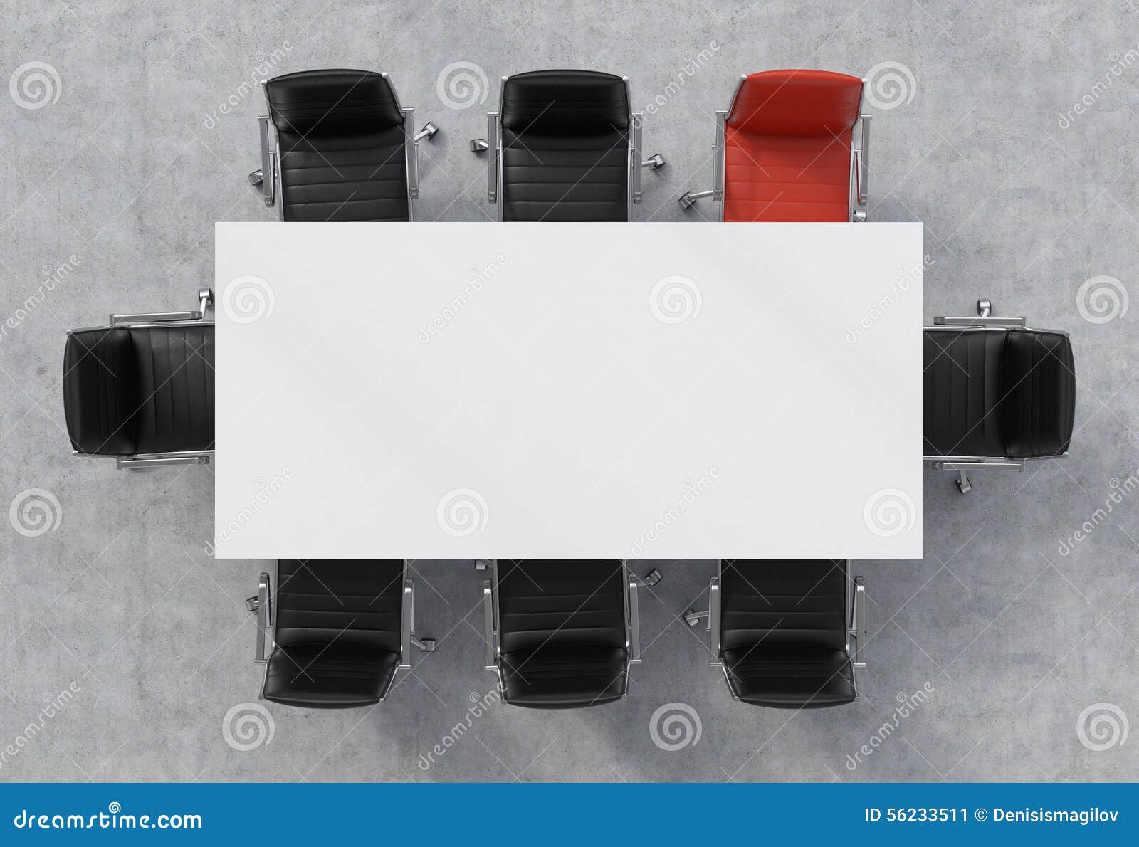Top View of a Conference Room. a White Rectangular Table and Eight ...
