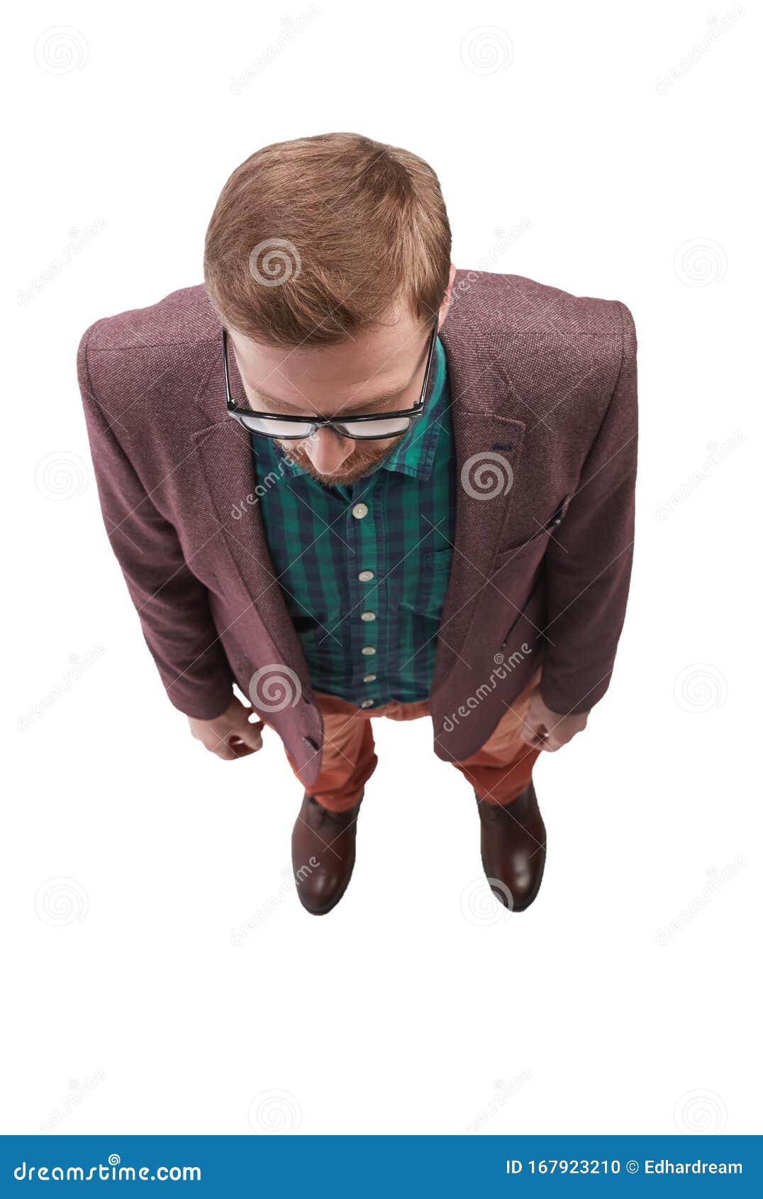Top View. Confident Young Man Looking Forward Stock Photo - Image of ...