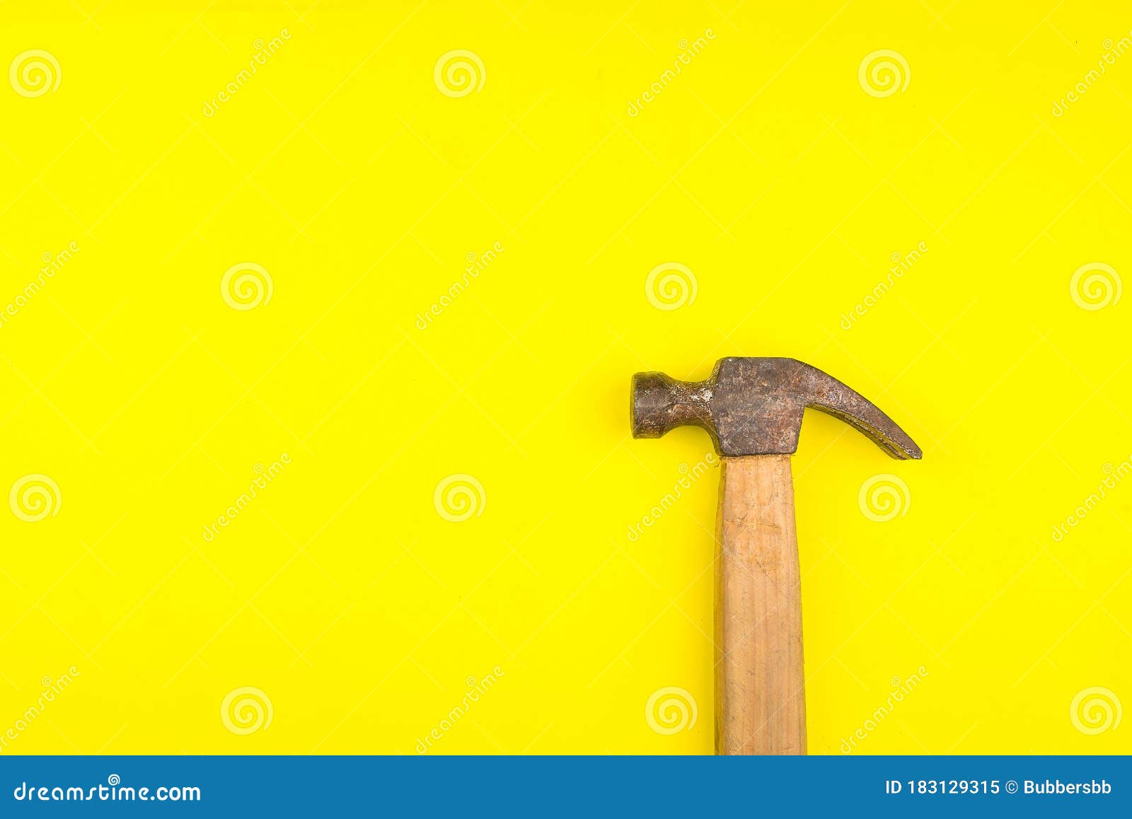 Top View of Construction Hammer on Yellow Background with Copy Space ...