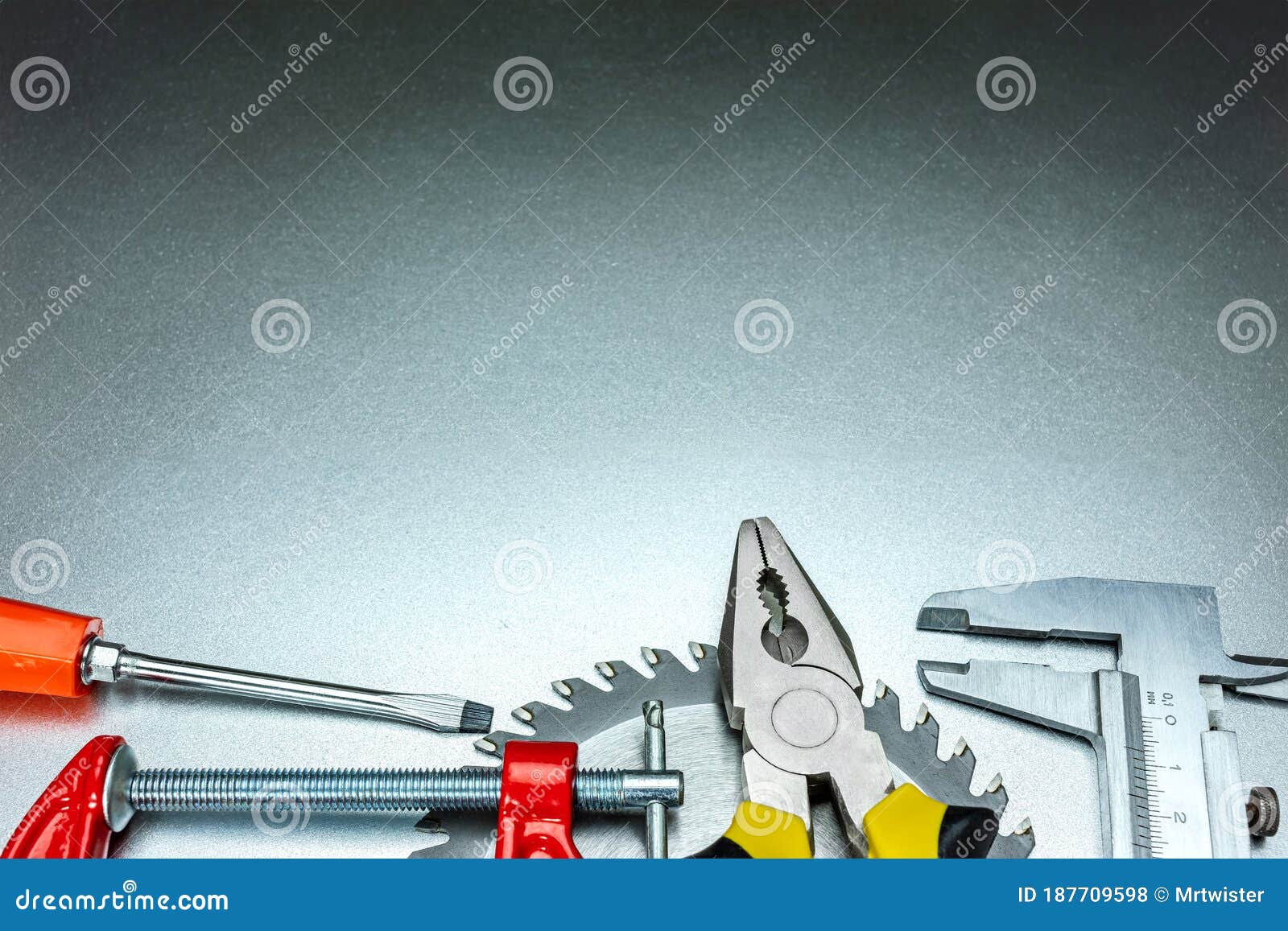 Construction Instruments and Variety Tools on Metal Workbench Stock ...