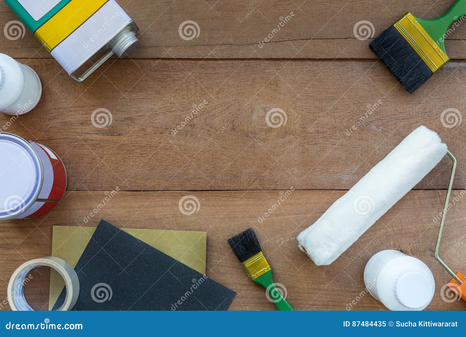 Top View of Construction Painting Tools Stock Image - Image of color ...