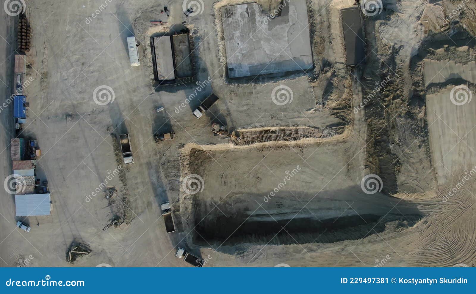 Top View of the Construction Site. the Camera Zooms Out. the Initial ...