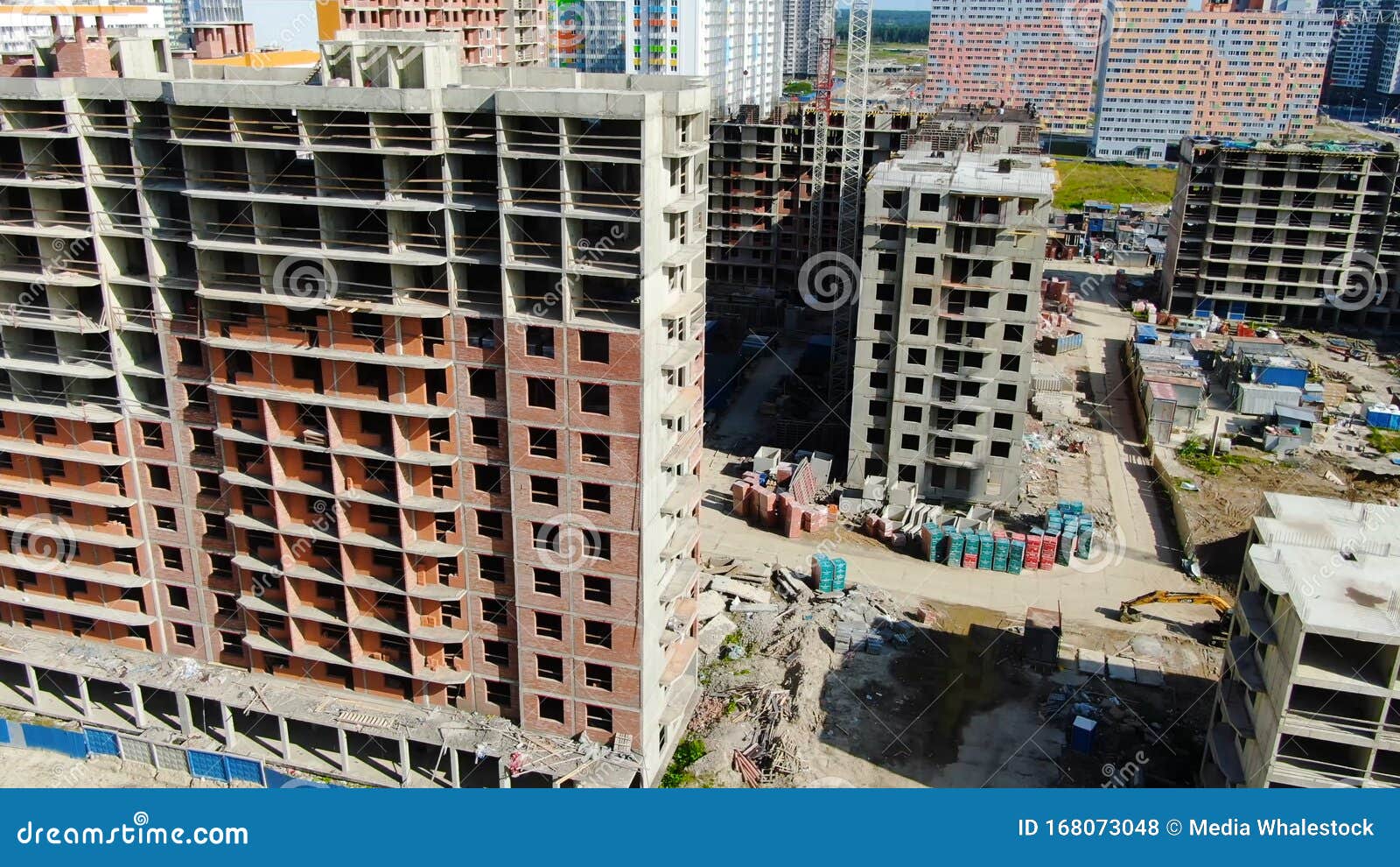 Top View of Construction Site of Modern Multi-storey Building. Motion ...