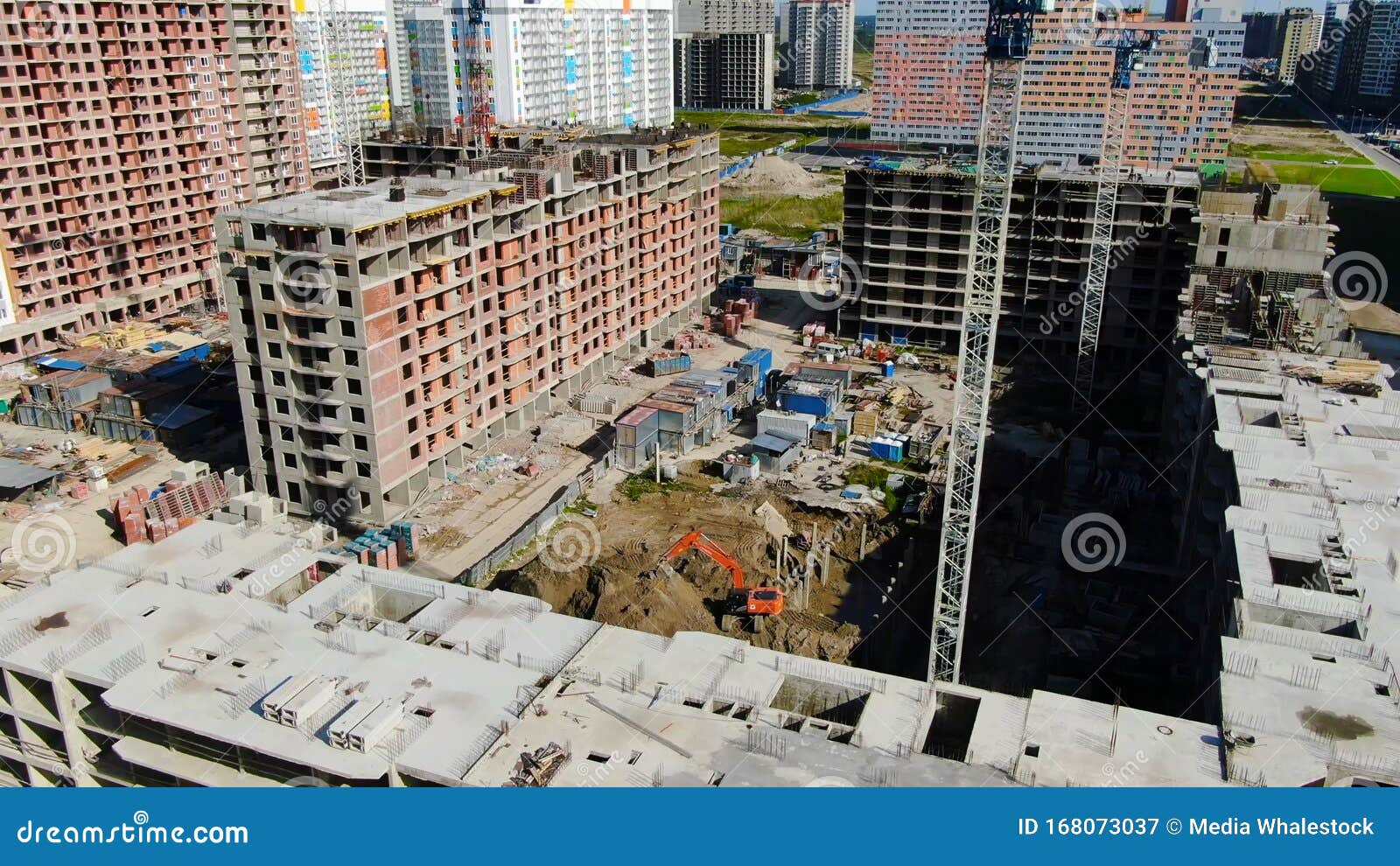 Top View of Construction Site of Modern Multi-storey Building. Motion ...
