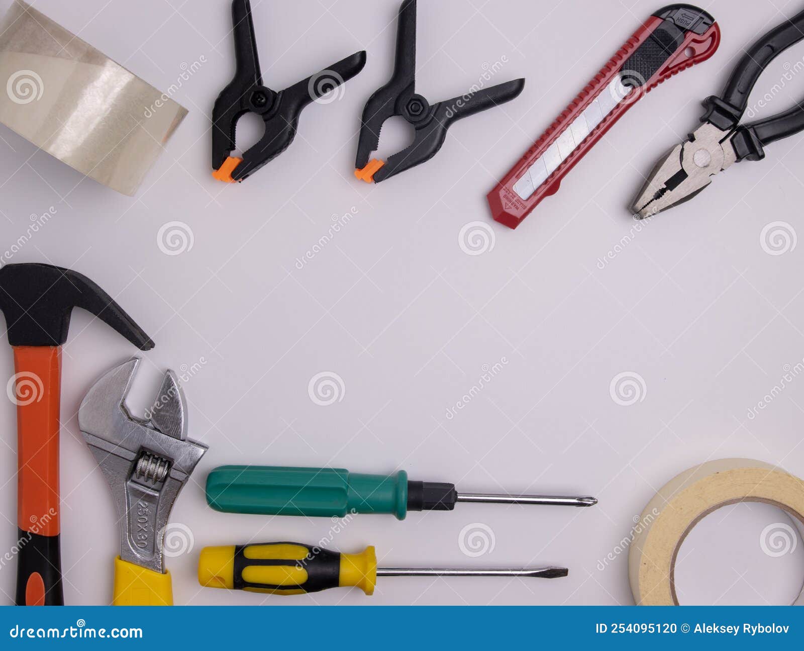 Mechanic S Tools on a White Background Top View of the Table, for Work ...