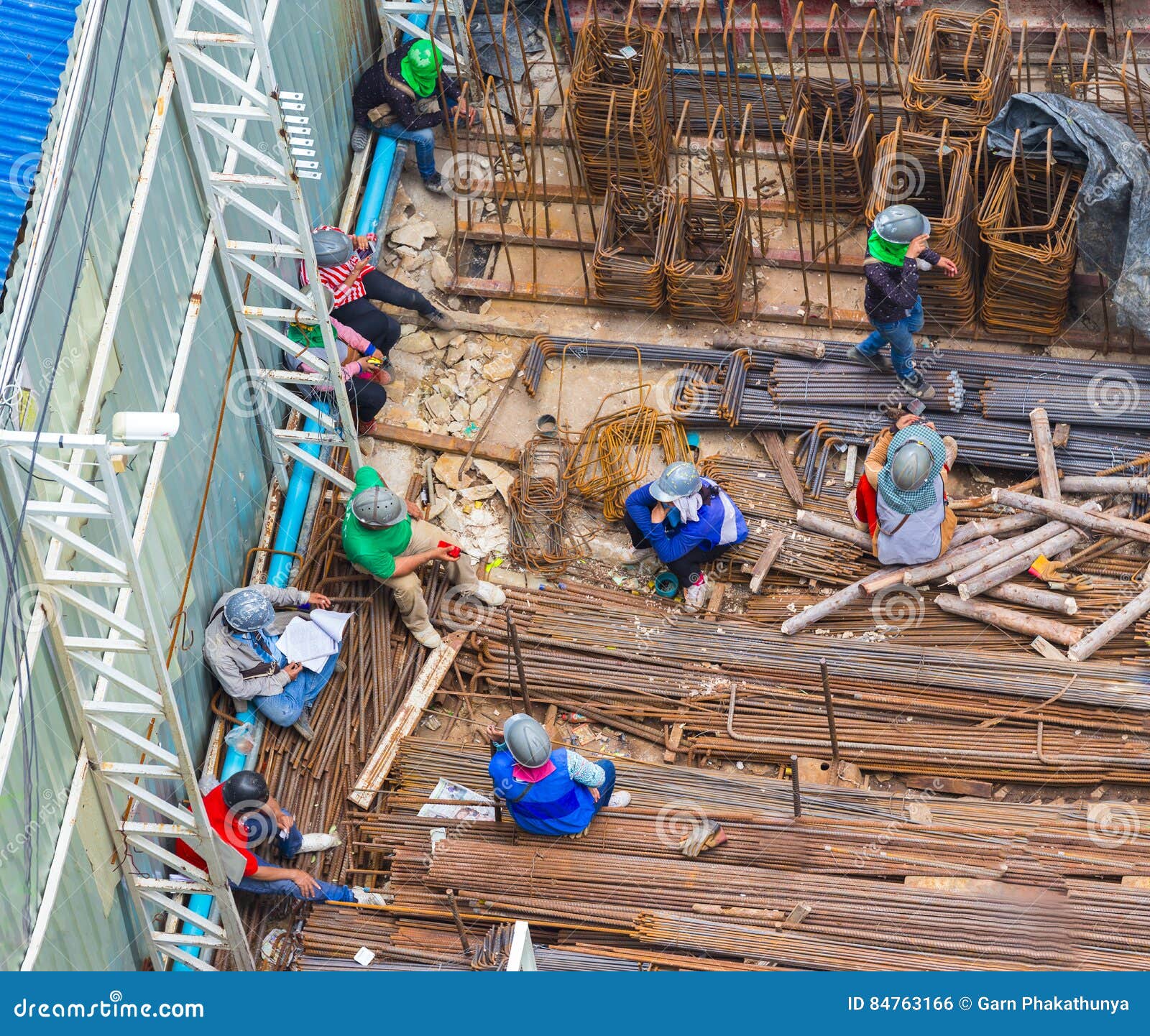 Top View of Construction Workers Labor. Stock Photo - Image of move ...