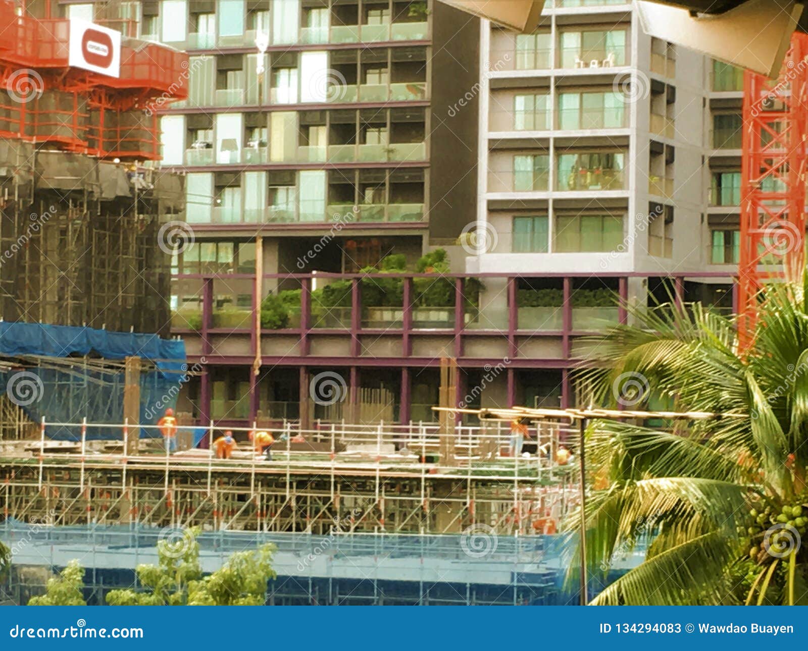 Top View Construction Workers at Construction Site Stock Image - Image ...