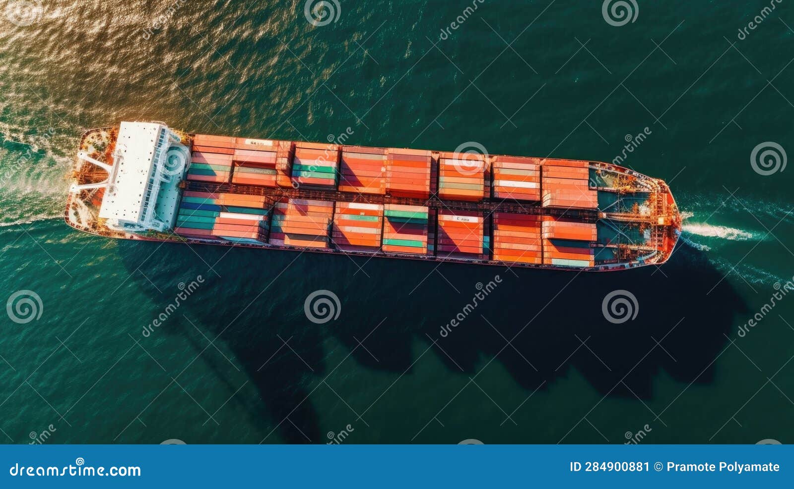 Top View of Container Cargo Ship in the Ocean. Generative Ai Stock ...