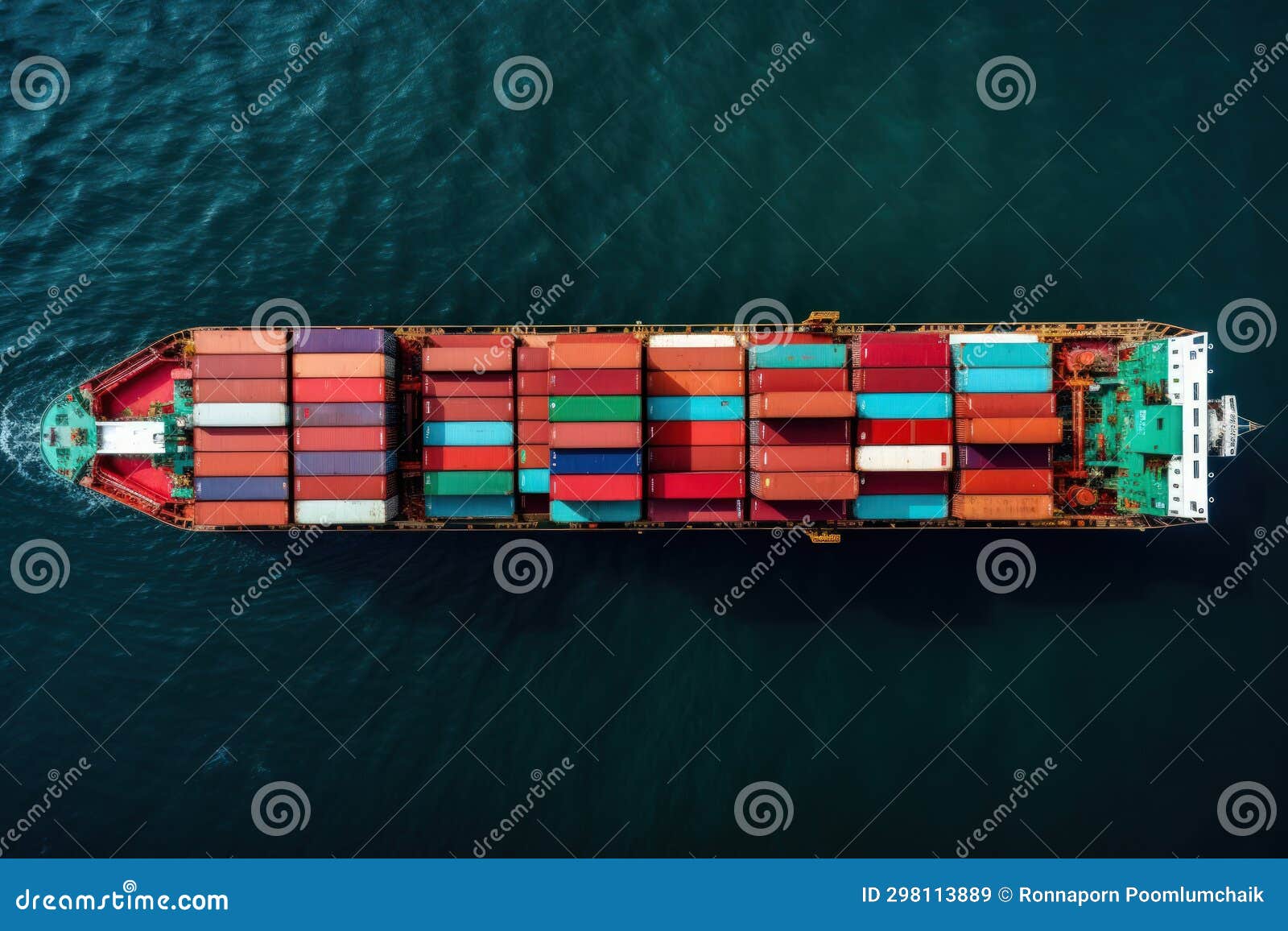 Top View of a Container Cargo Ship at Sea Stock Illustration ...