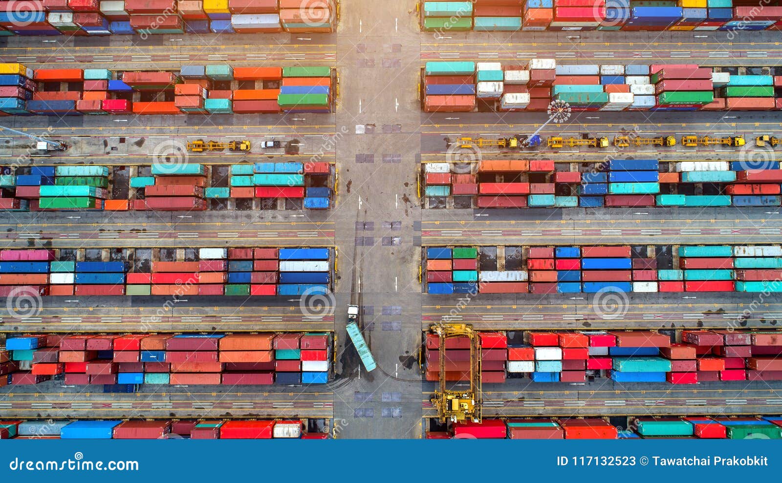 Top View of Container and Crane, Container Ship in Import Export and ...