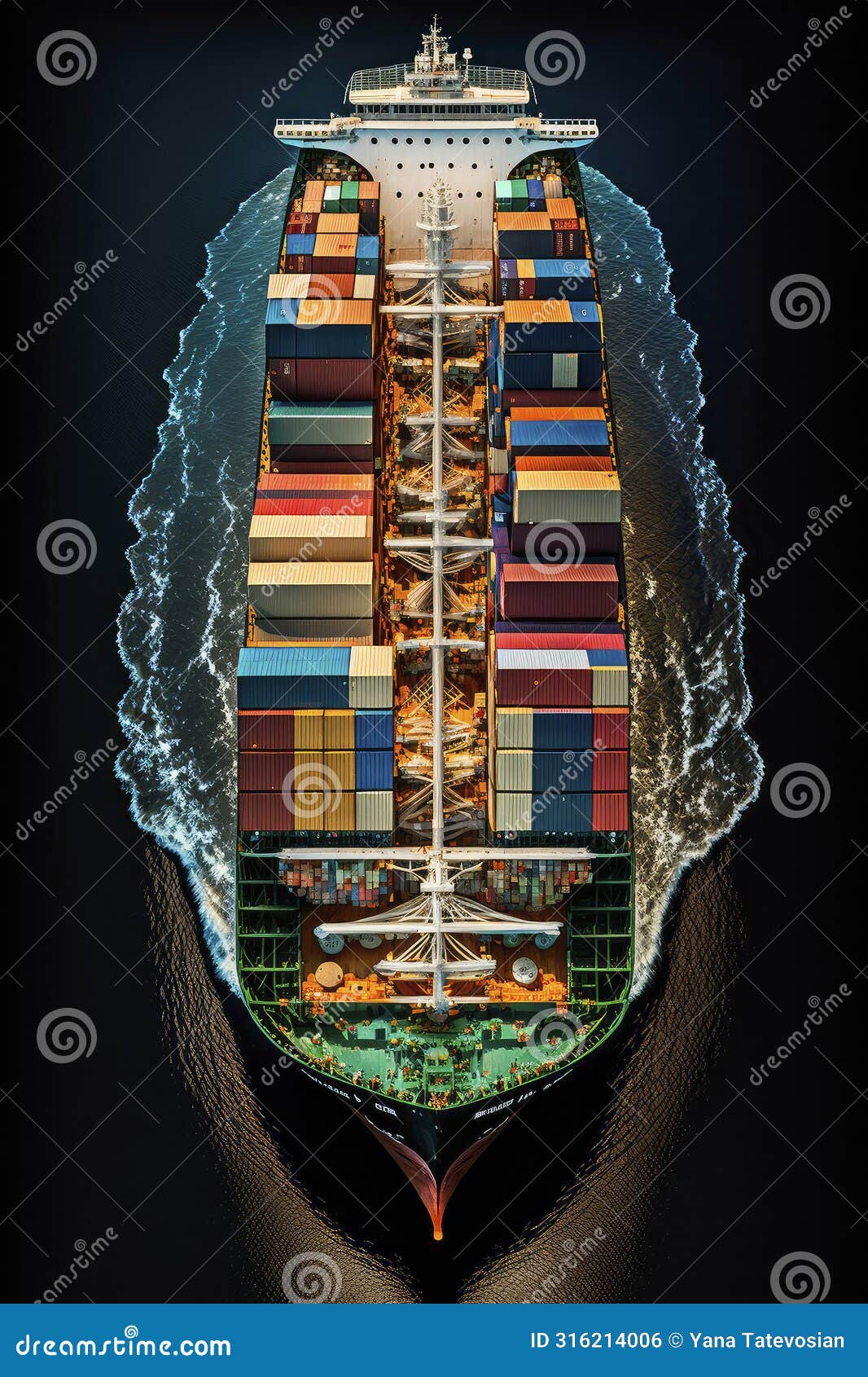 Top View of a Container Ship Freight Transportation by a Container Ship ...