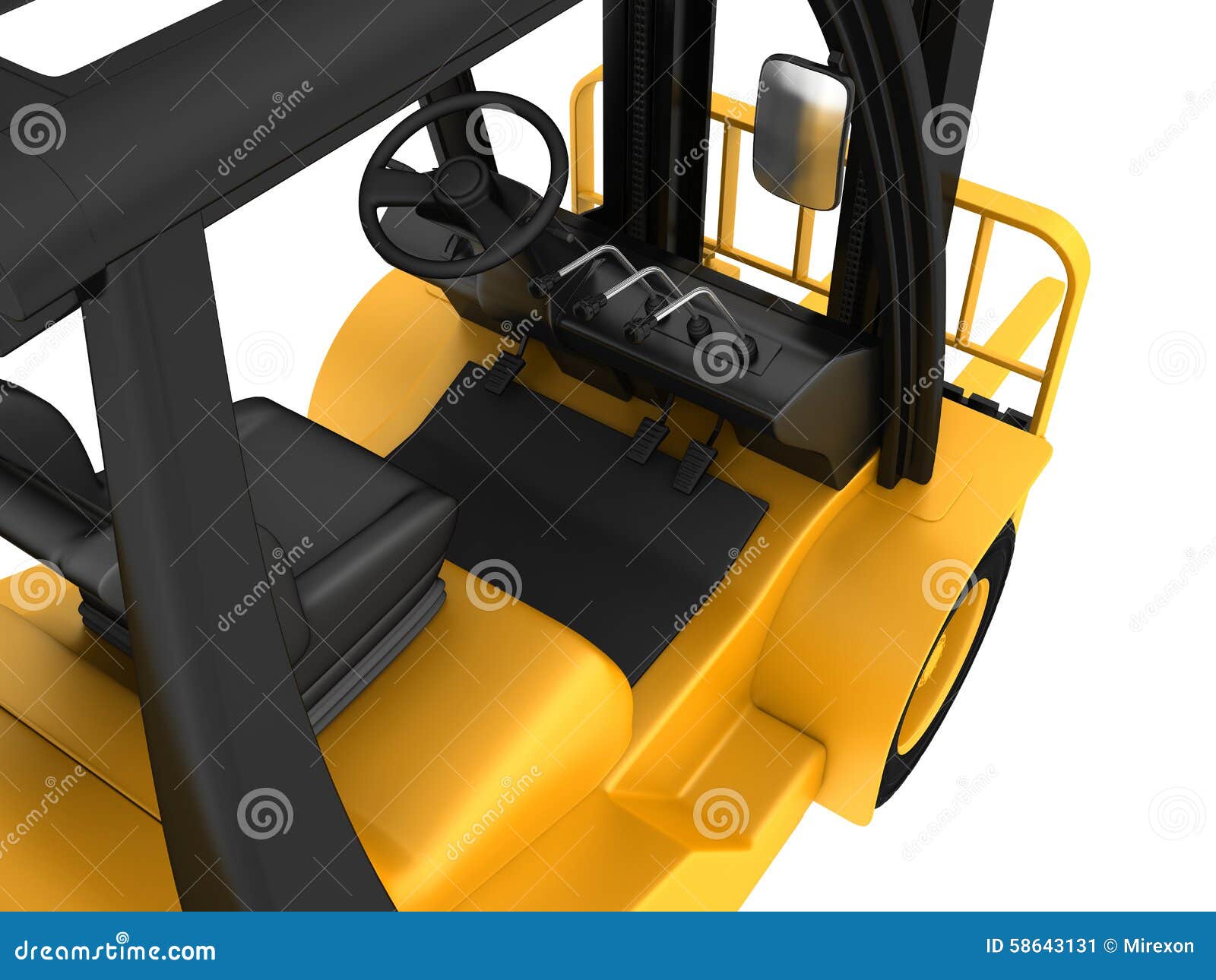Top View Of The Control Cabin Yellow Forklift Stock Image ...