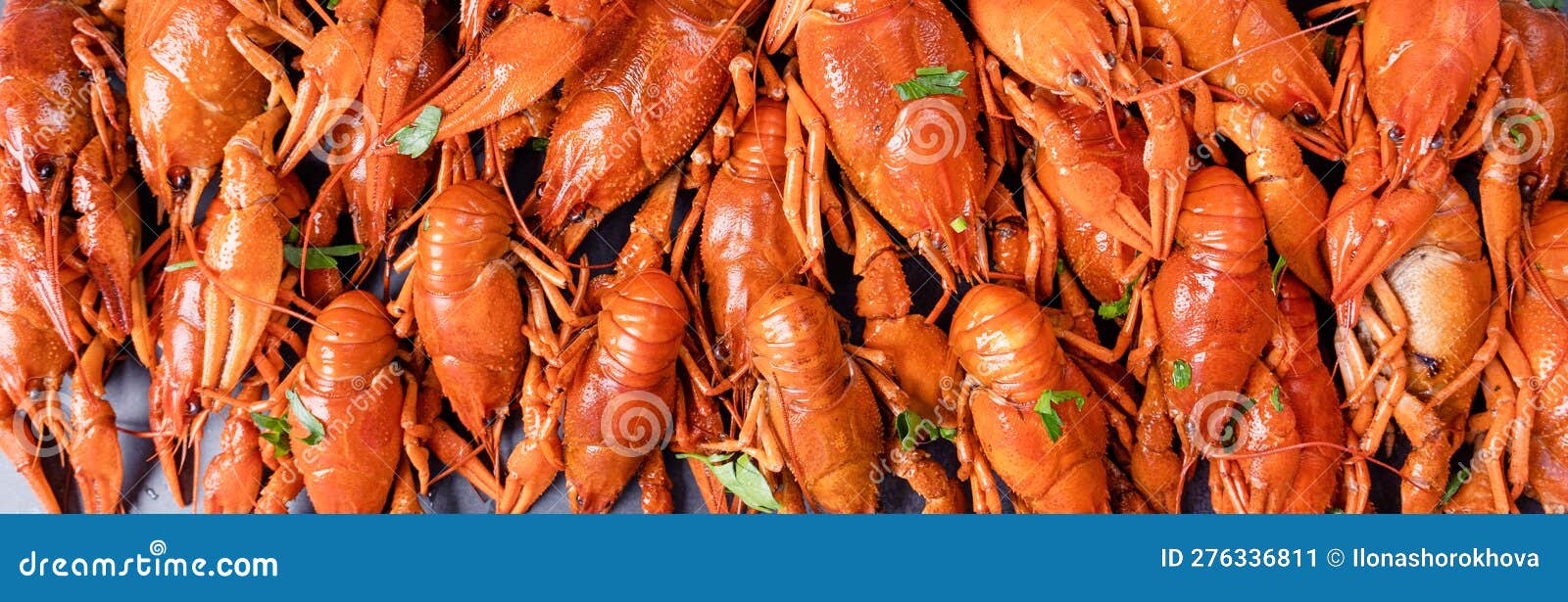 Top View of Cooked Crawfish with Lemons and Spices Stock Image - Image ...