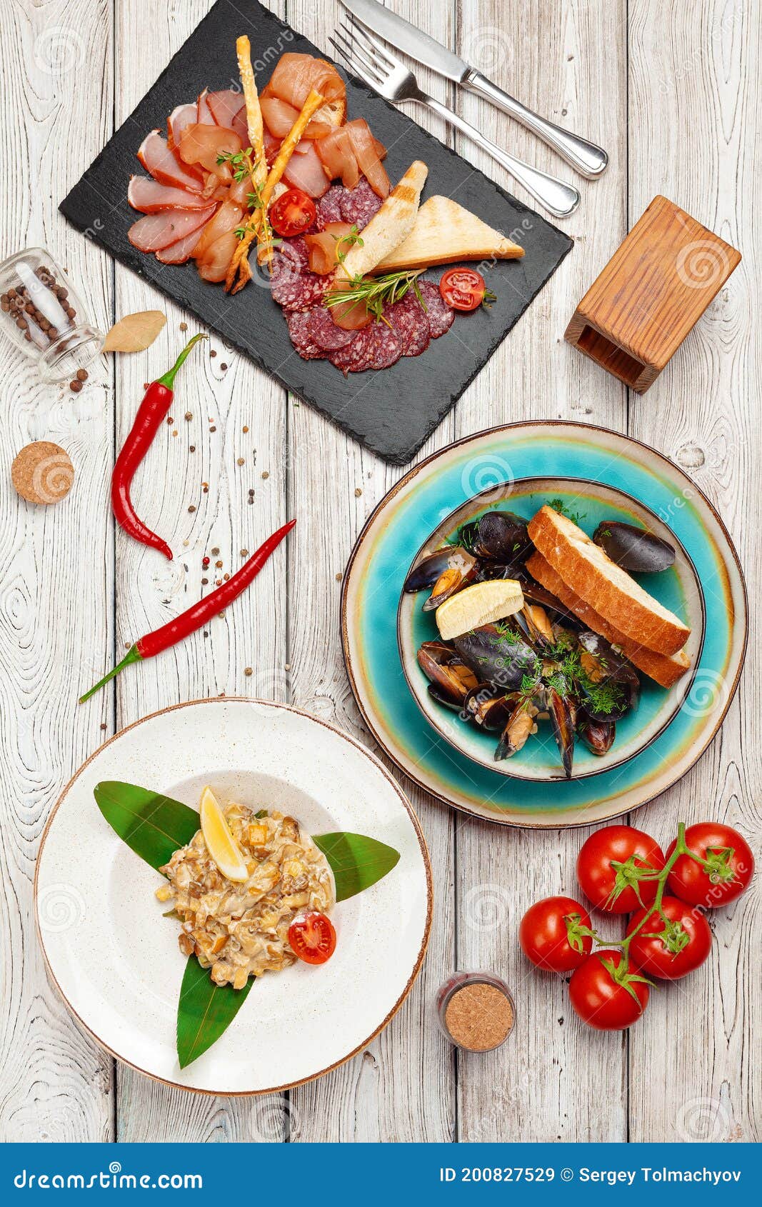 Top View of a Cooked Served Dishes of Restaurant`s Menu Stock Image ...