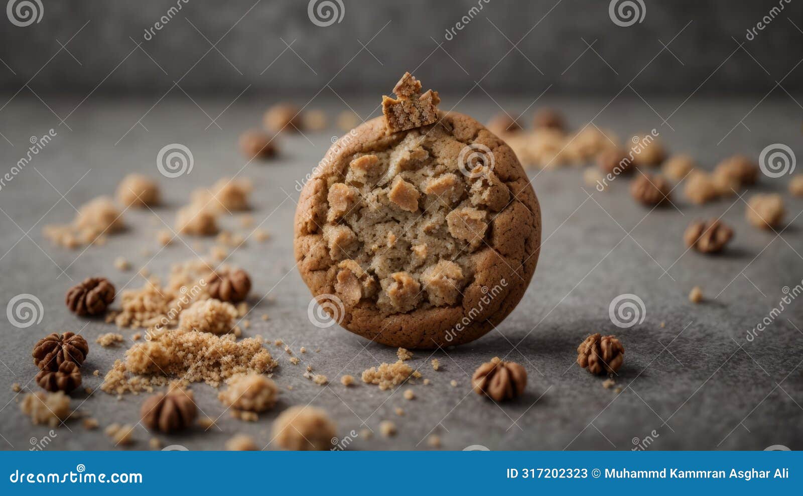 Top View of Cookie in Shape of Walnut with Crown Made of Crumbs on ...