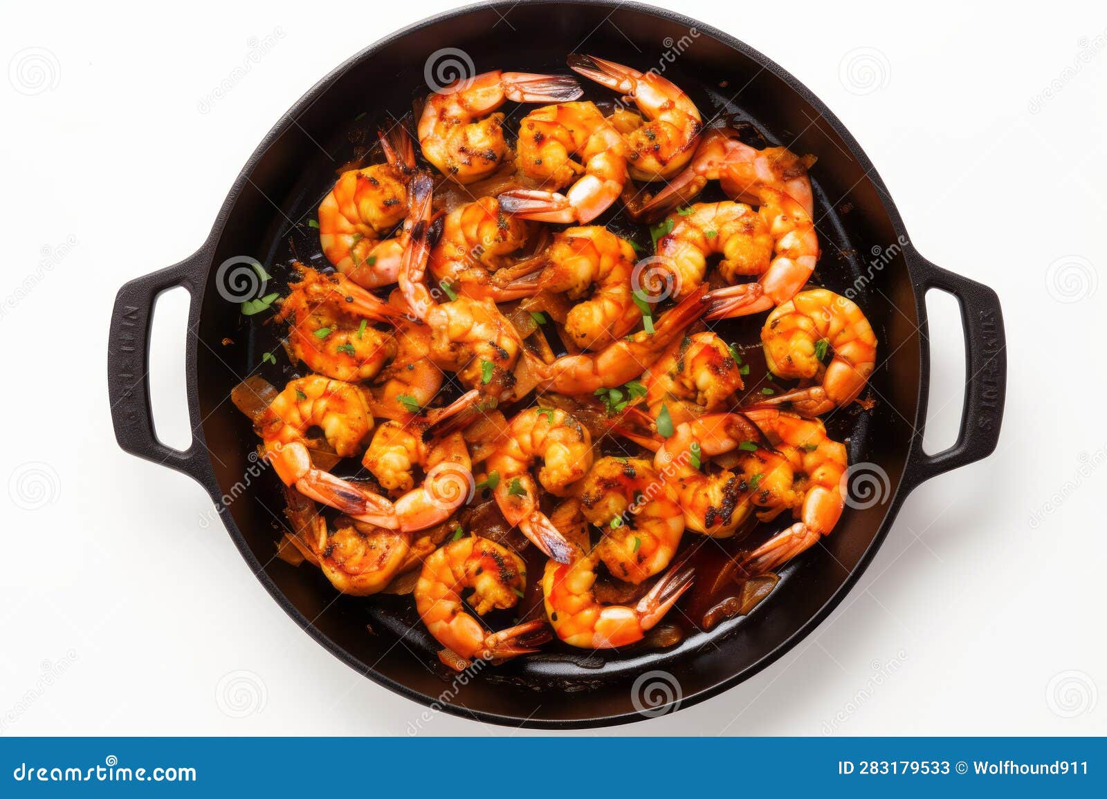 Top View of Cooking Shrimp with Spice in Pan. AI Generated Stock ...