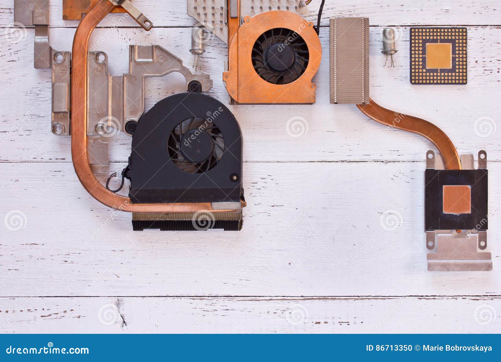 Top View of Cooling System of Computer Processor on White Wooden ...
