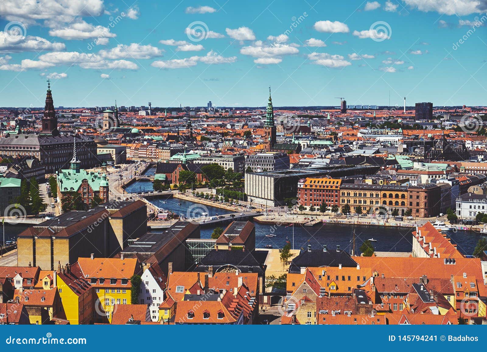 Top view of Copenhagen. stock image. Image of house - 145794241