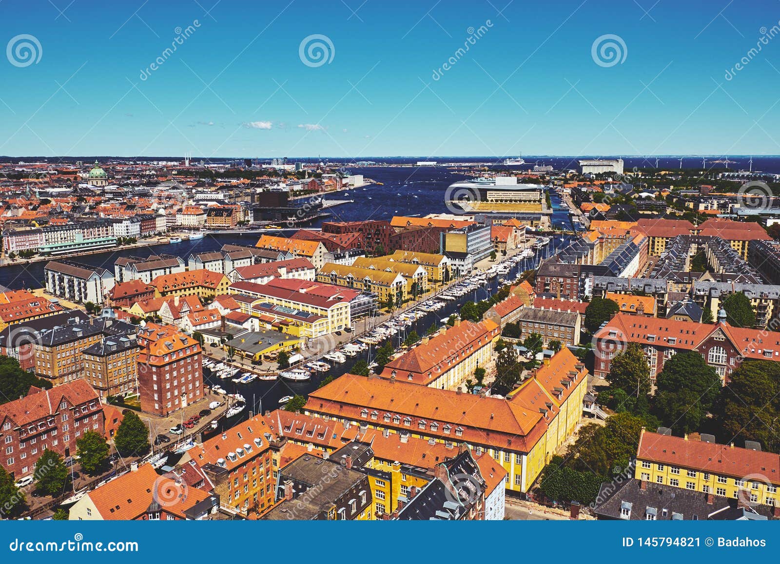 Top view of Copenhagen. stock image. Image of scenic - 145794821