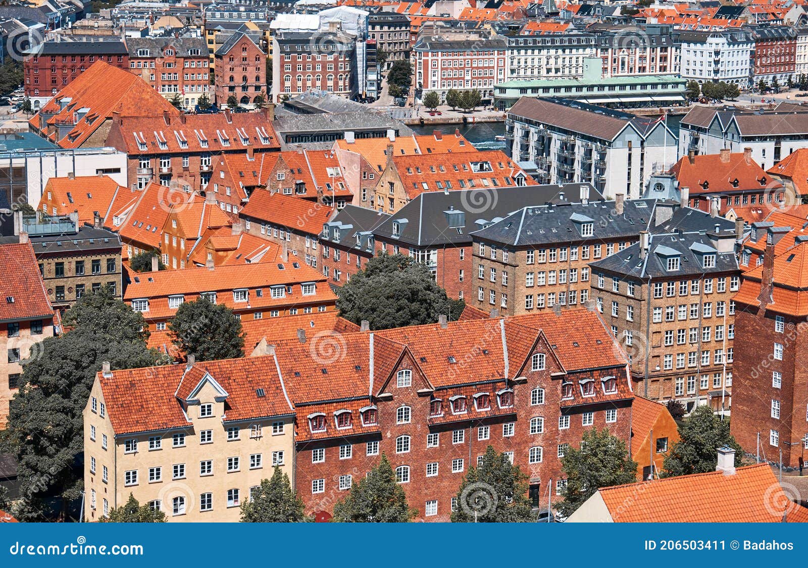 Top view of Copenhagen stock image. Image of panoramic - 206503411
