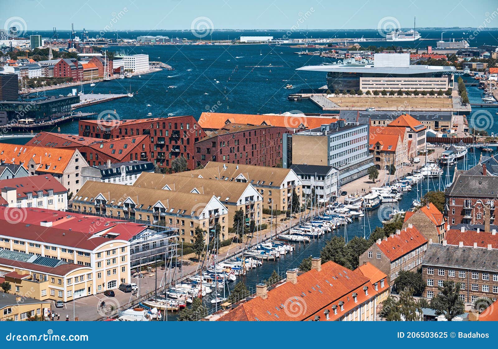 Top view of Copenhagen stock image. Image of downtown - 206503625