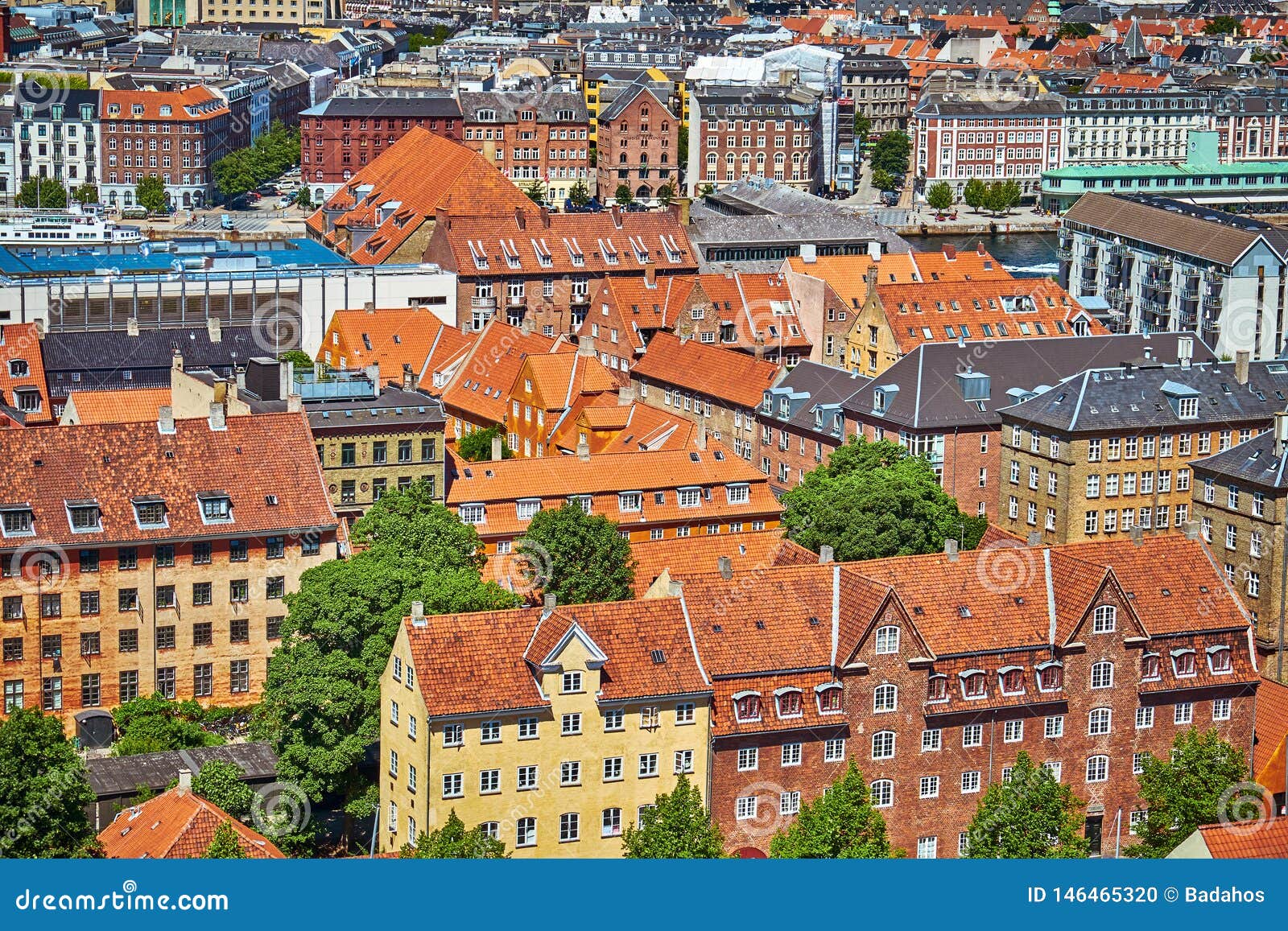 Top view of Copenhagen. stock photo. Image of architecture - 146465320