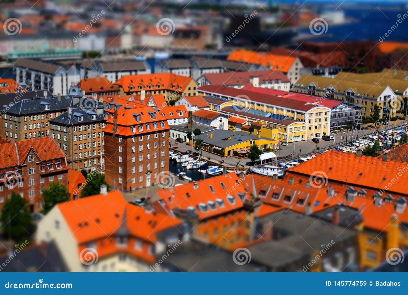 Top view of Copenhagen. stock image. Image of cityscape - 145774759