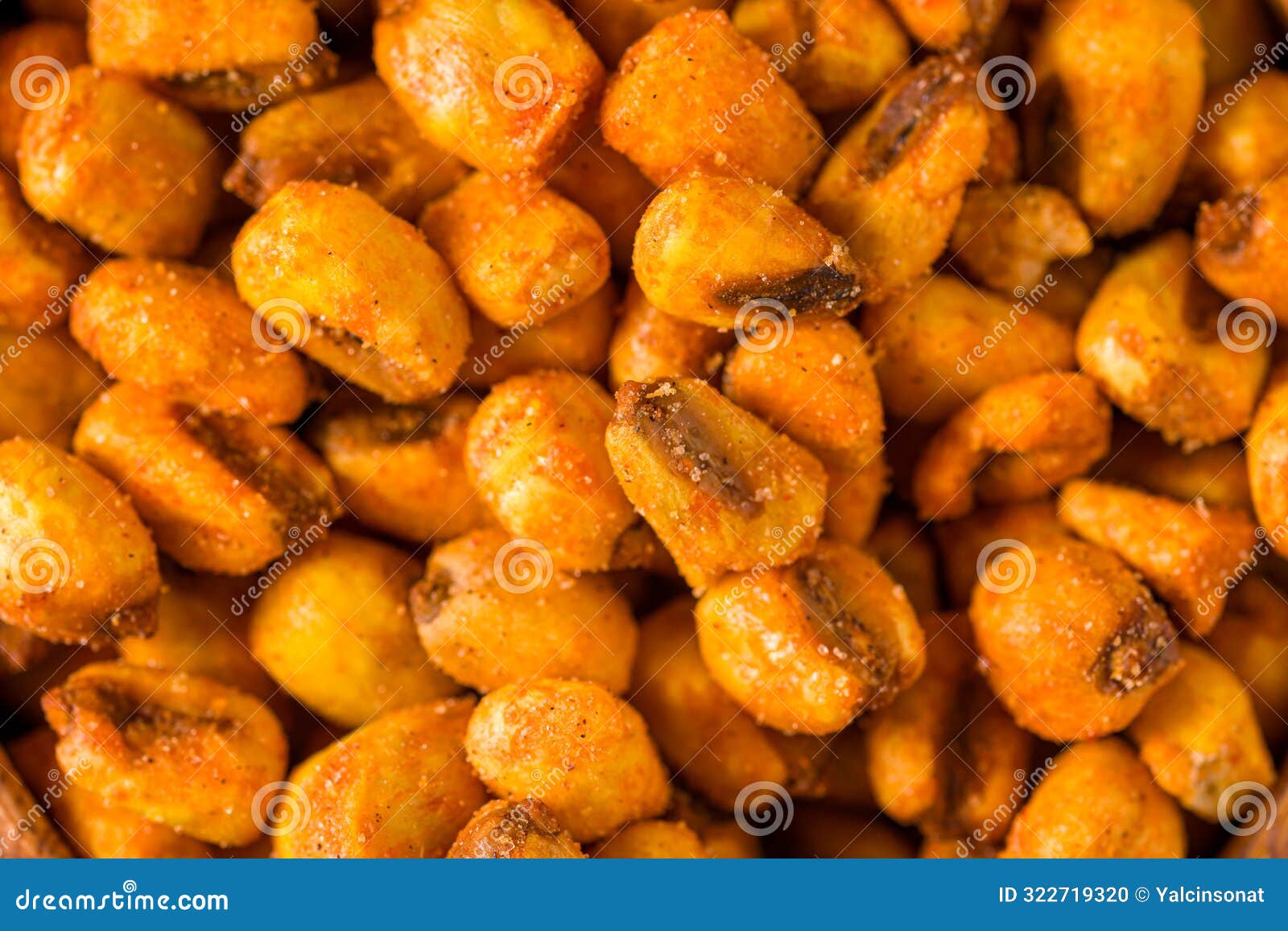 Top View of Corn Nuts with Sauce. Roasted Corn Snack Food Background ...