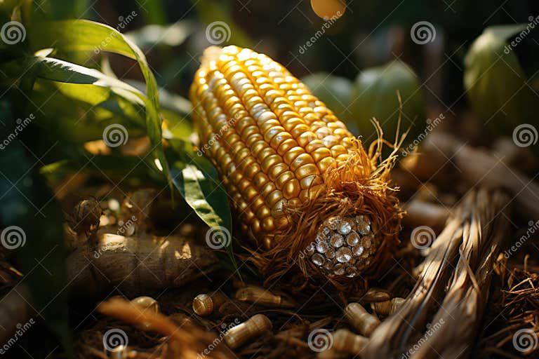 Top View of Corn with Shell in Th Stock Illustration - Illustration of ...