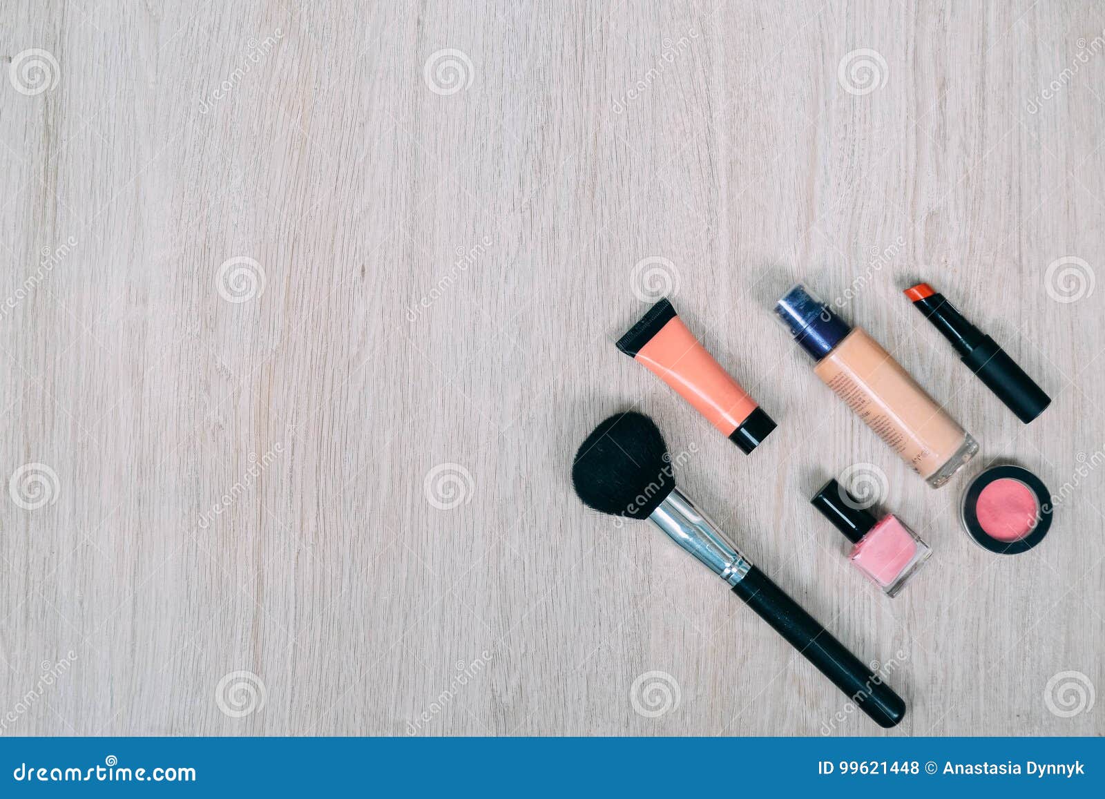 Top View of Cosmetics and Make-up Items Stock Photo - Image of table ...