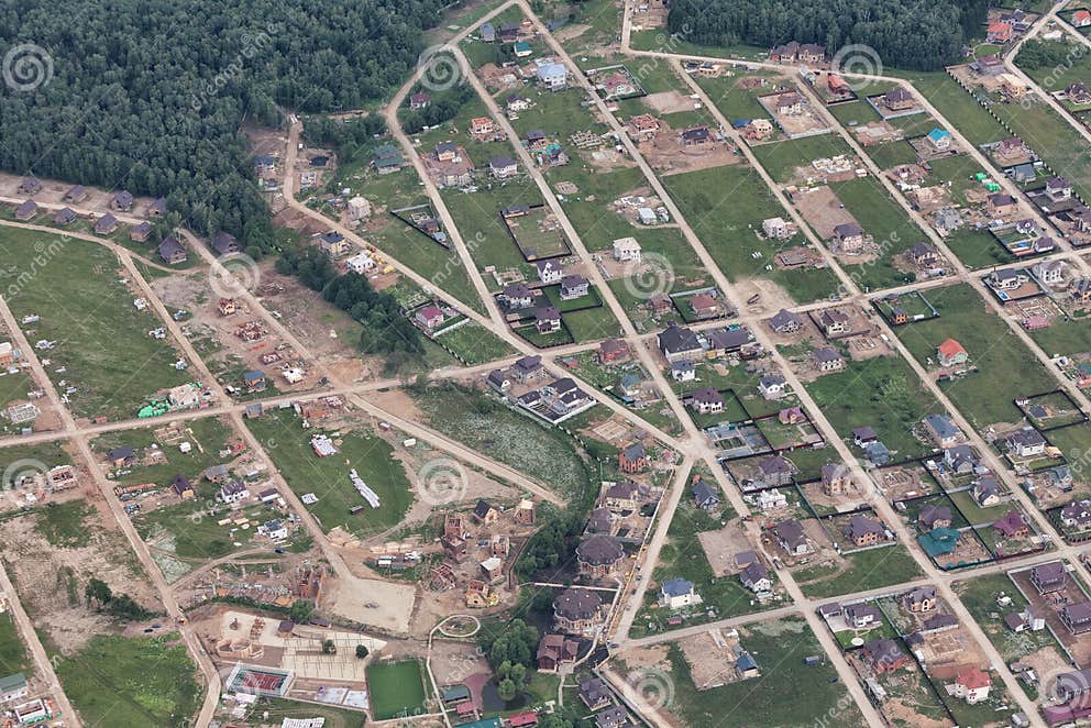 Top View on the Cottage Settlement Stock Image - Image of house ...