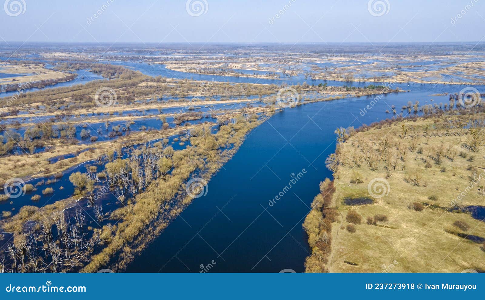Top View of the Countryside, River, Lawn, Trees. Nature Conservation ...