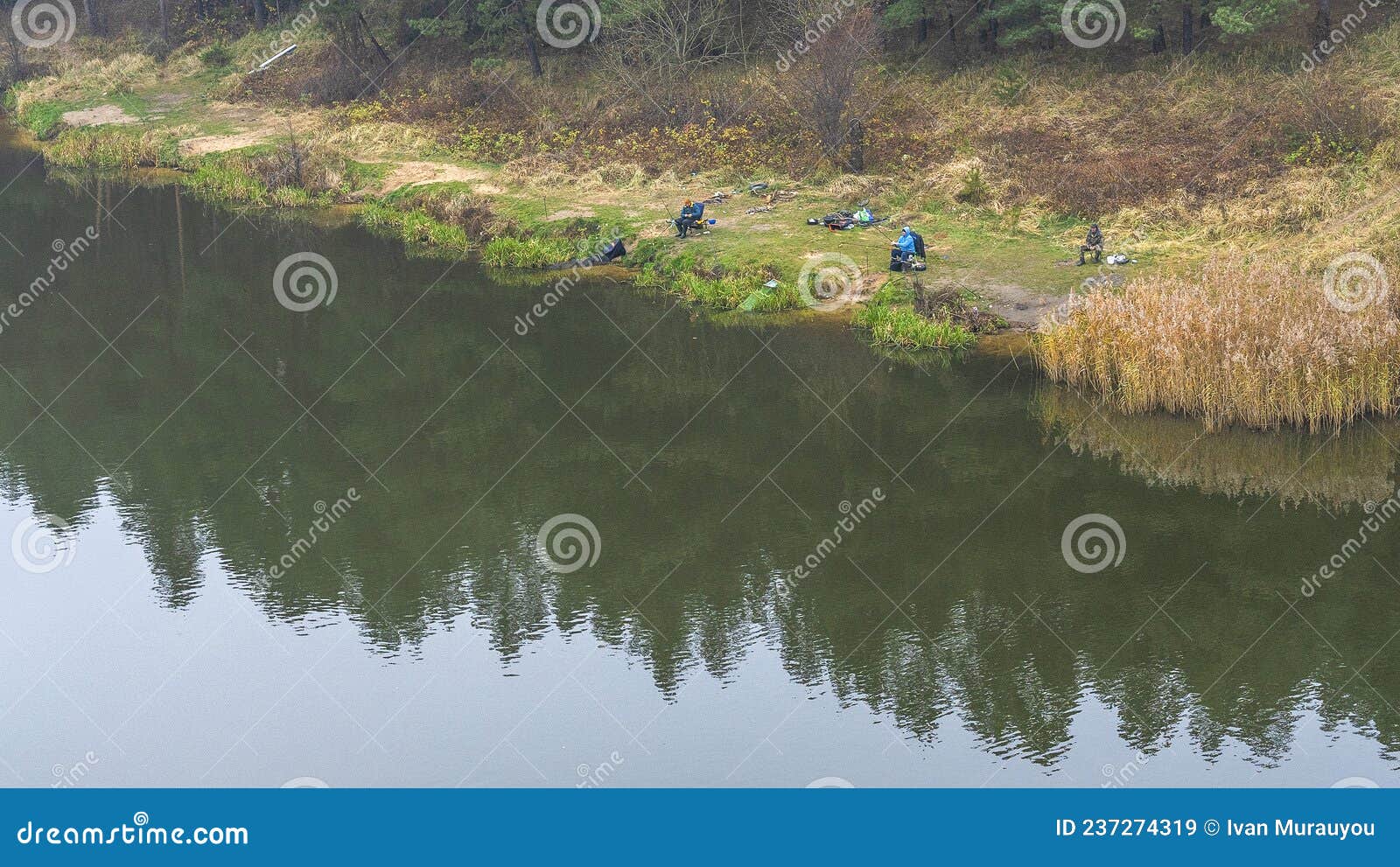 Top View of the Countryside, River, Lawn, Trees. Nature Conservation ...