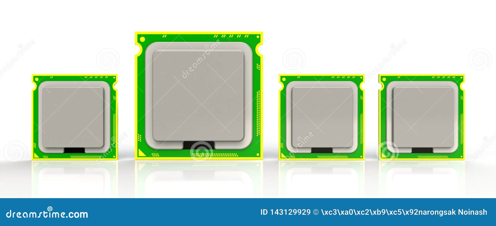 Top View of CPU Central Processing Unit Microchip Isolated on White ...