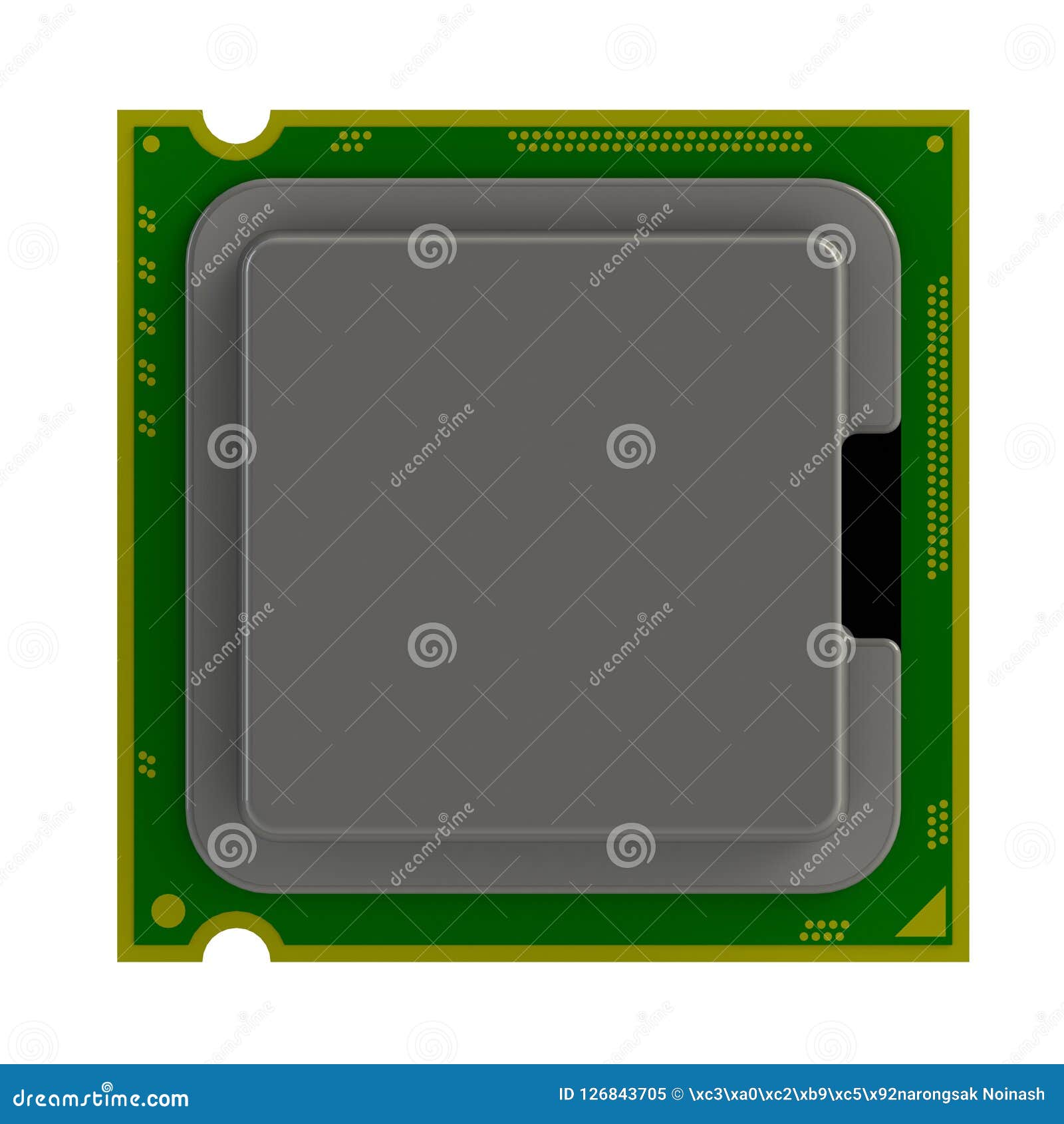Top View of CPU Central Processing Unit Microchip Isolated on White ...