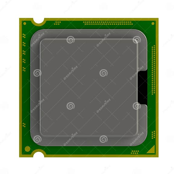Top View of CPU Central Processing Unit Microchip Isolated on White ...