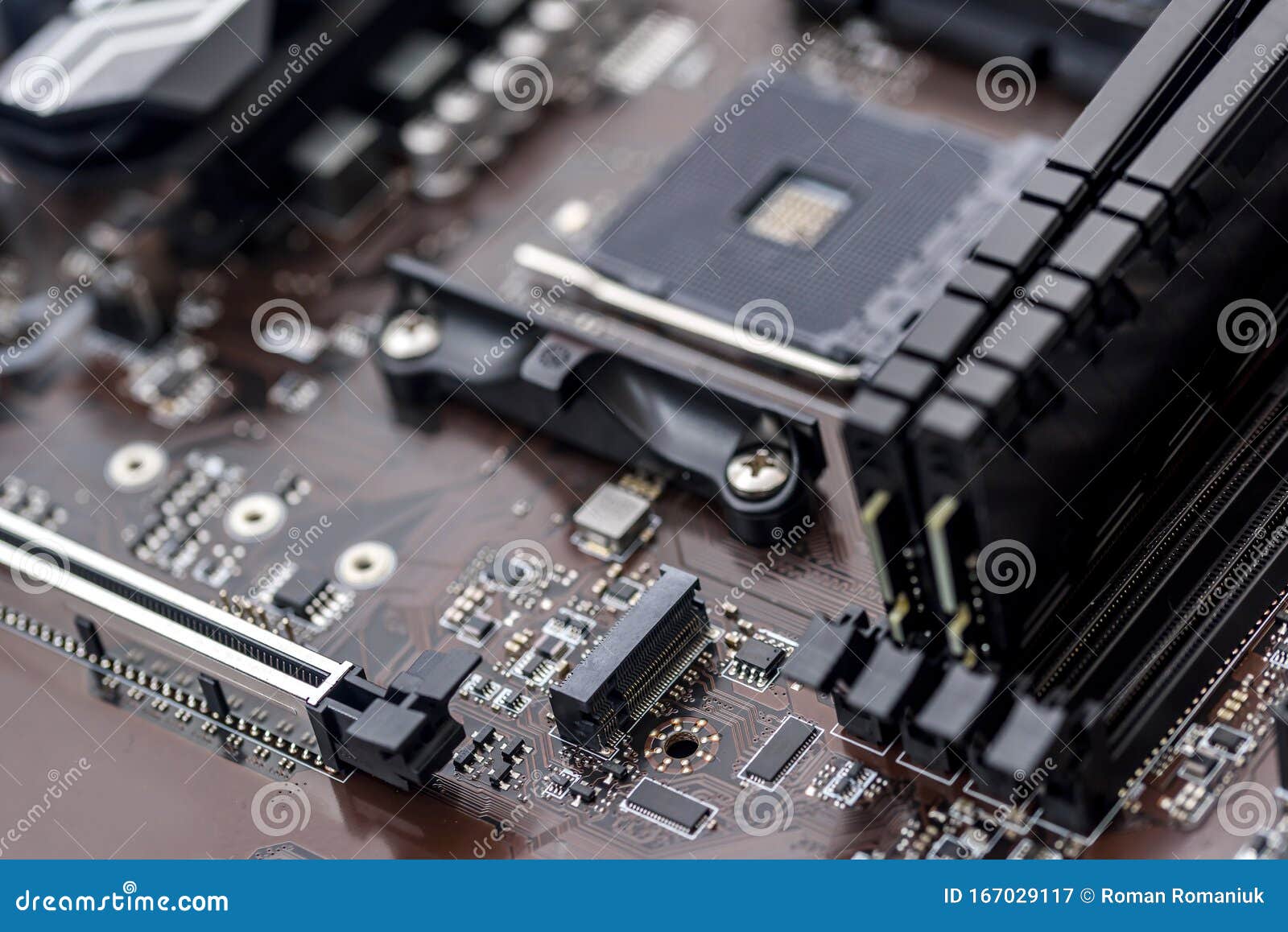 Top View at Cpu of Motherboard of Personal Computer Stock Image - Image ...