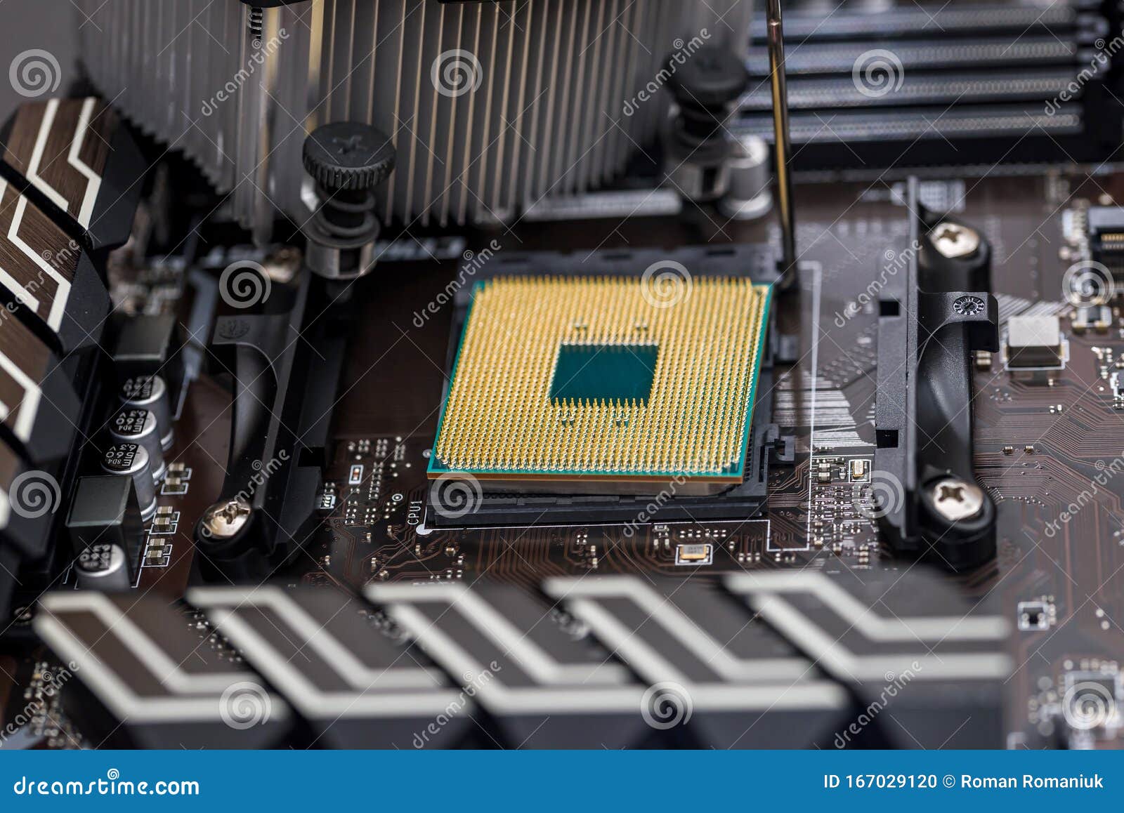 Top View at Cpu of Motherboard of Personal Computer Stock Photo - Image ...