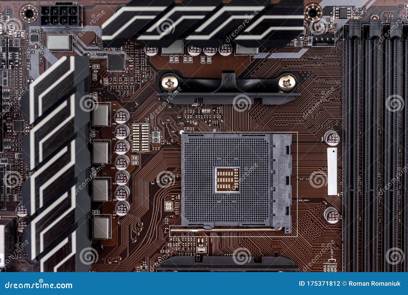 Top View at Cpu of Motherboard of Personal Computer Stock Photo - Image ...