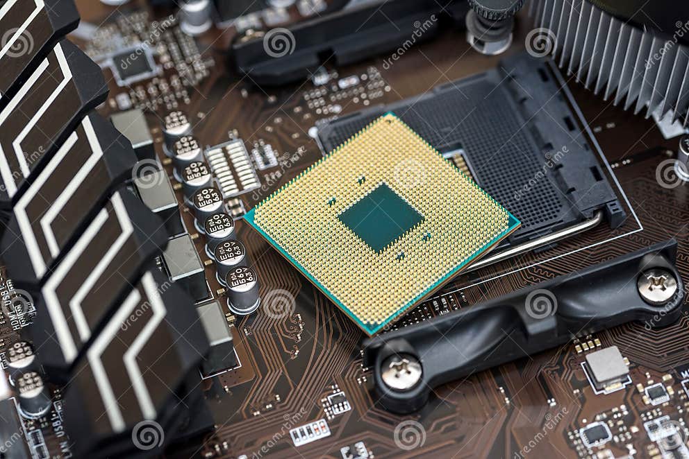 Top View at Cpu of Motherboard of Personal Computer Stock Photo - Image ...