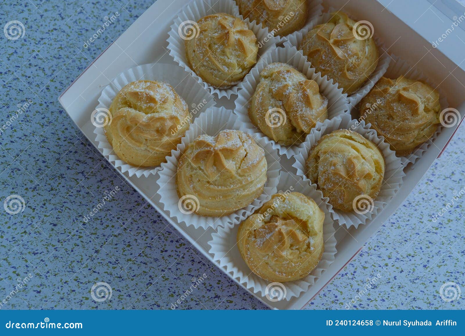 Top View - Cream Puffs on a Box Stock Photo - Image of view ...