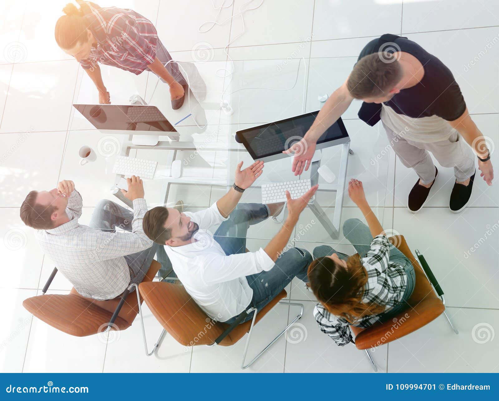 Top View Creative Team Works in the Office Stock Image - Image of shot ...