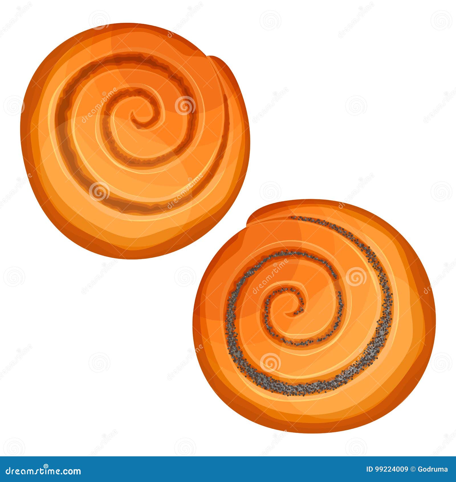 Top View On Crispy Buns With Poppy And Jam Vector | CartoonDealer.com ...